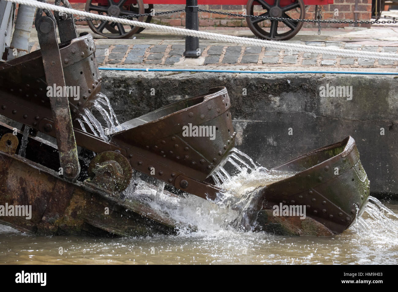 Volunteers working on a historic steam dredger in Gloucester docks ...