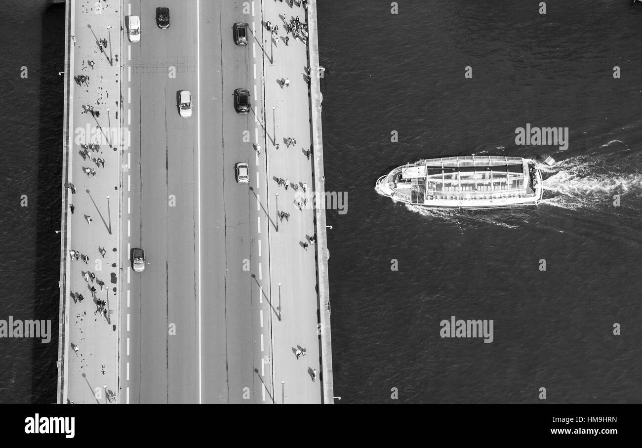 View from boat cruise Black and White Stock Photos & Images - Alamy