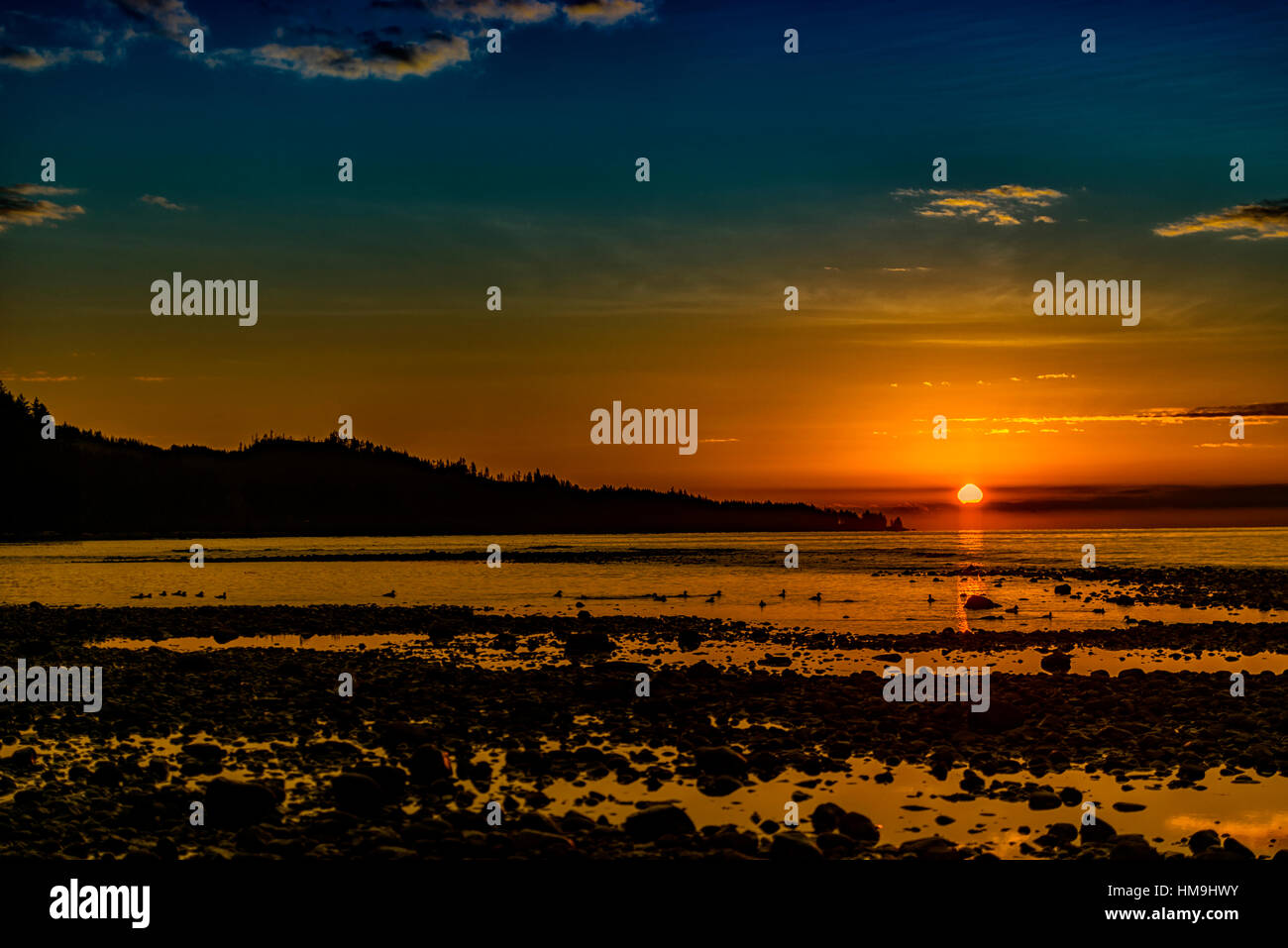 Beautiful sunrising moment in Jordan River; Vancouver Island, British ...