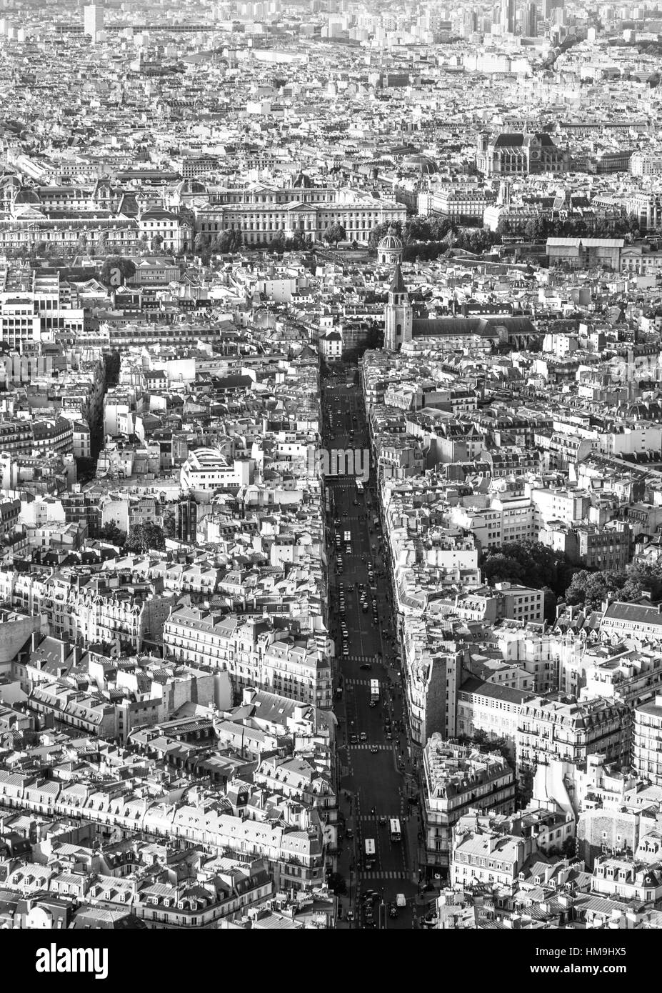 Aerial view paris downtown Black and White Stock Photos & Images - Alamy