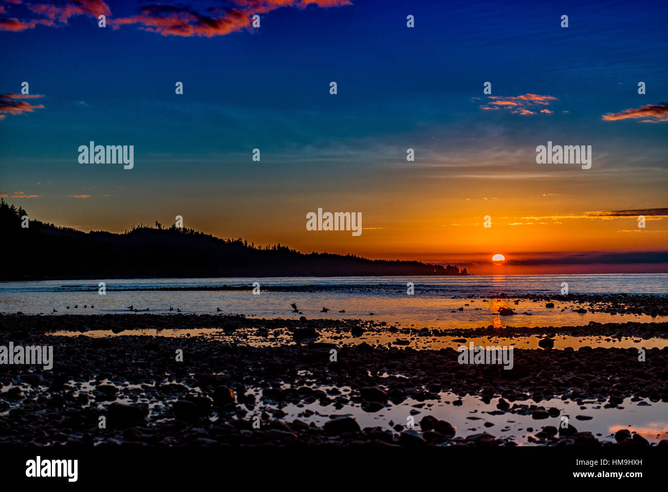 Beautiful sunrising moment in Jordan River; Vancouver Island, British ...