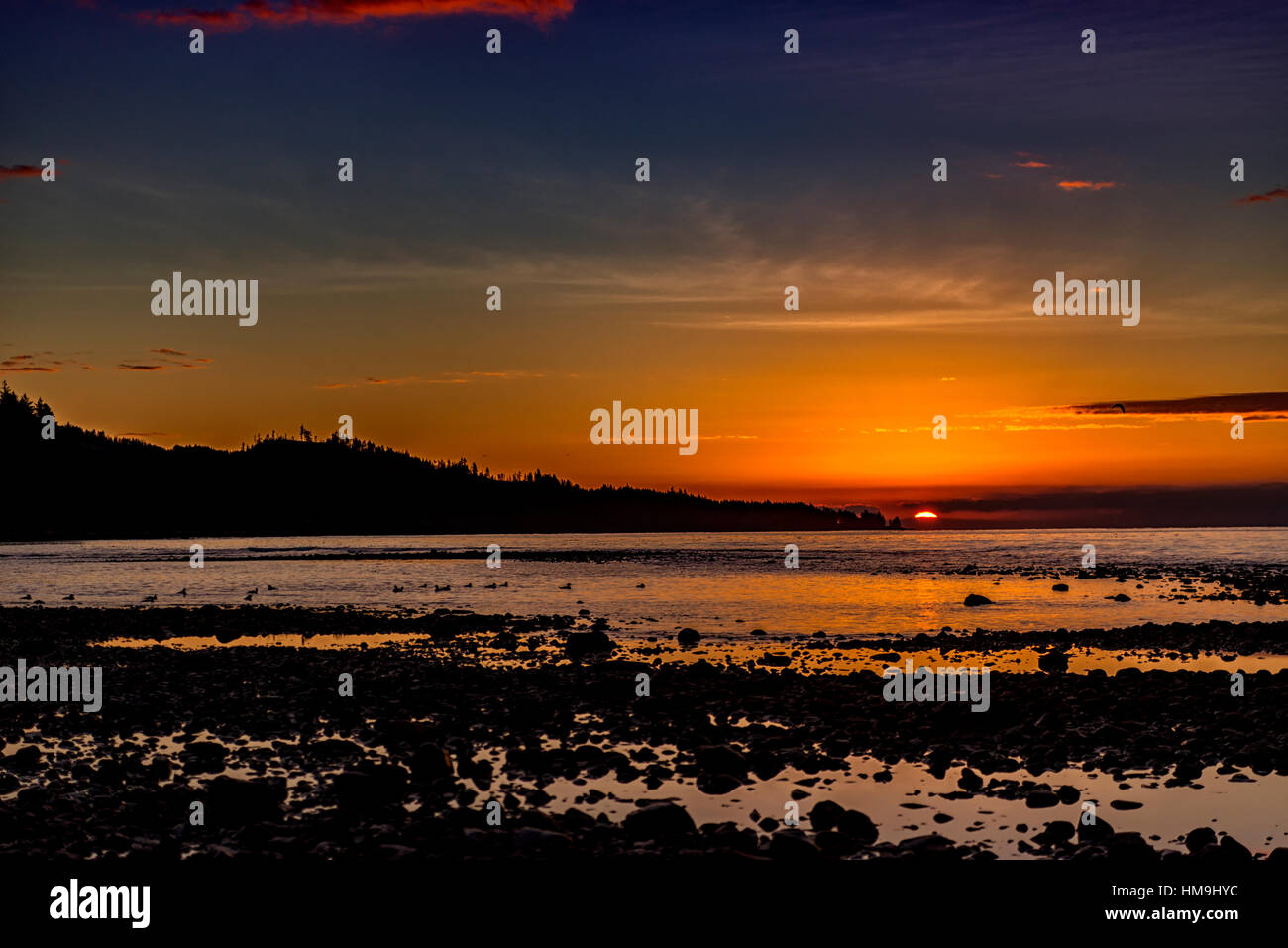 Beautiful sunrising moment in Jordan River; Vancouver Island, British ...