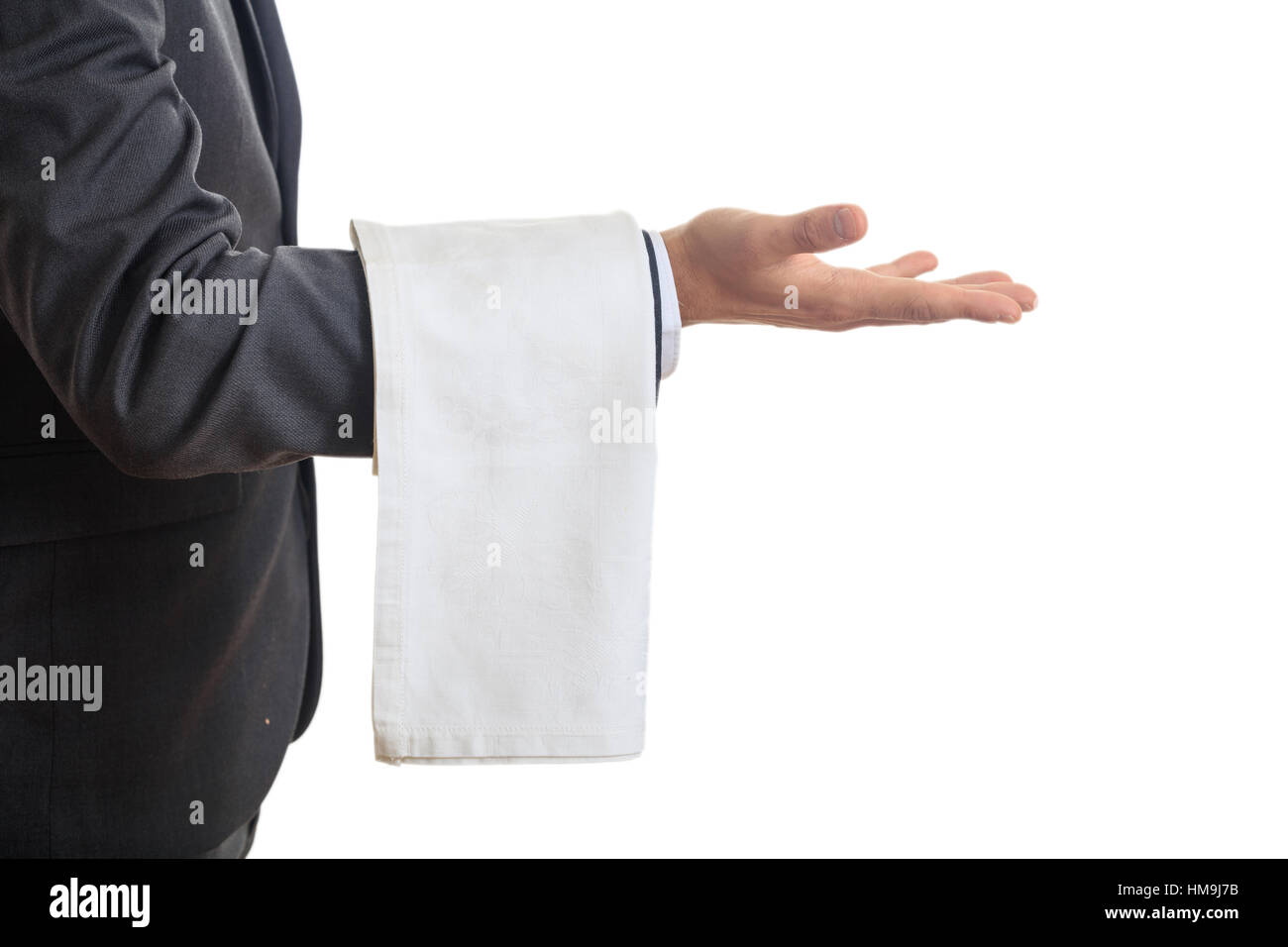 Waiter white towel on arm hi-res stock photography and images - Alamy