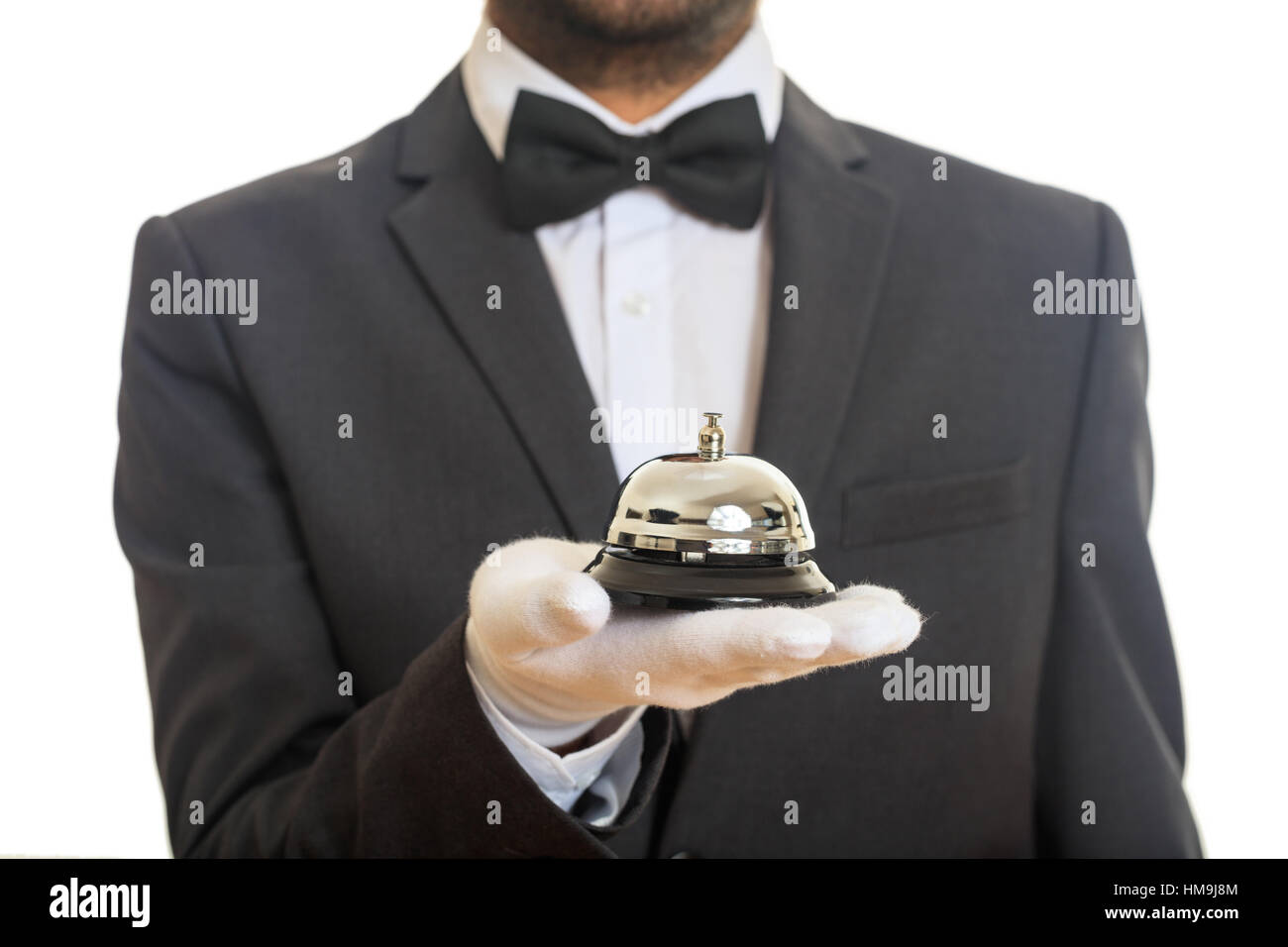 Butler service bell on white background Stock Photo - Alamy
