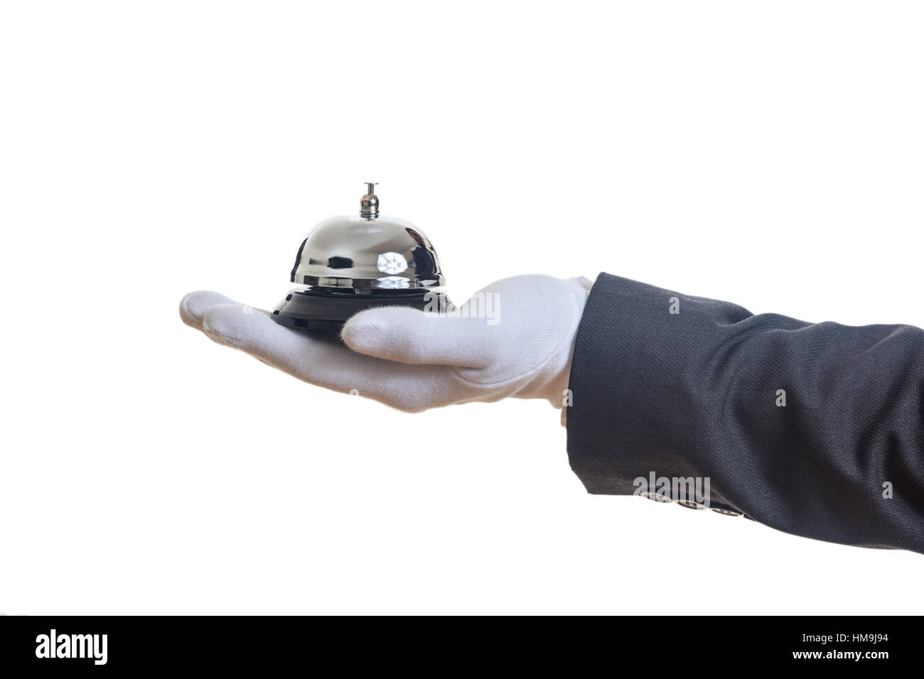 Butler service bell on white background Stock Photo - Alamy