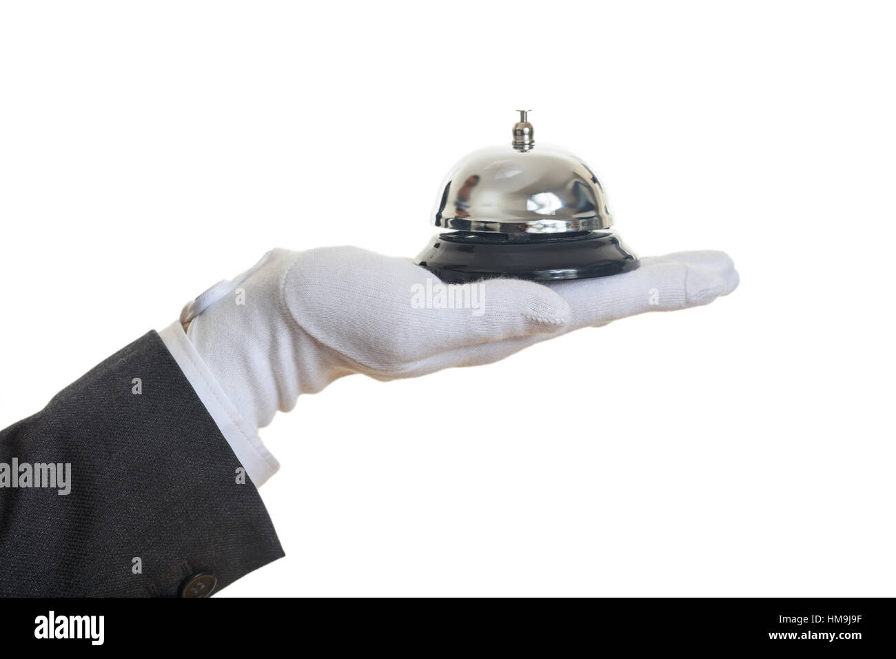 Butler service bell on white background Stock Photo - Alamy