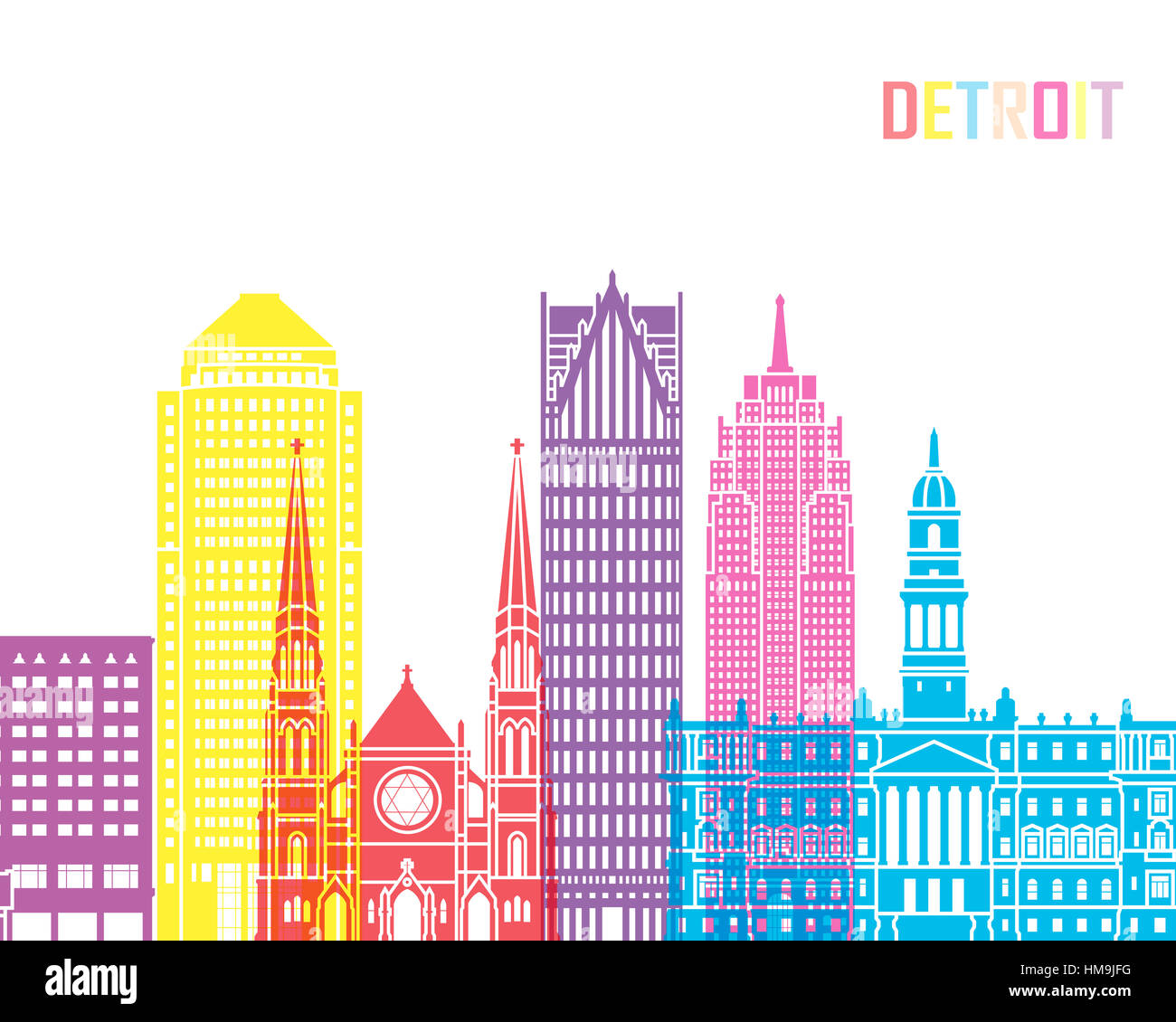 Detroit skyline vector hi-res stock photography and images - Alamy