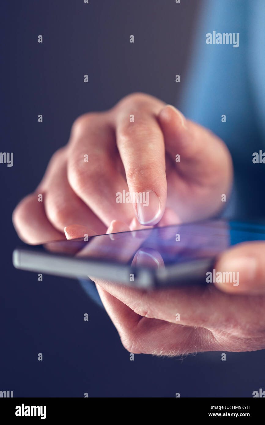 Person touching screen hi-res stock photography and images - Alamy