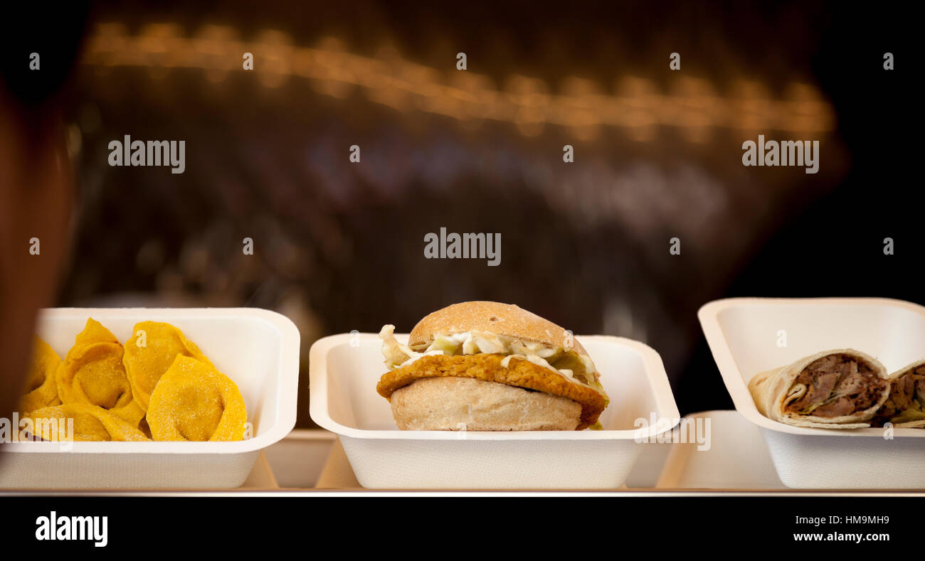 Ravioli, burgers and piadina Stock Photo - Alamy