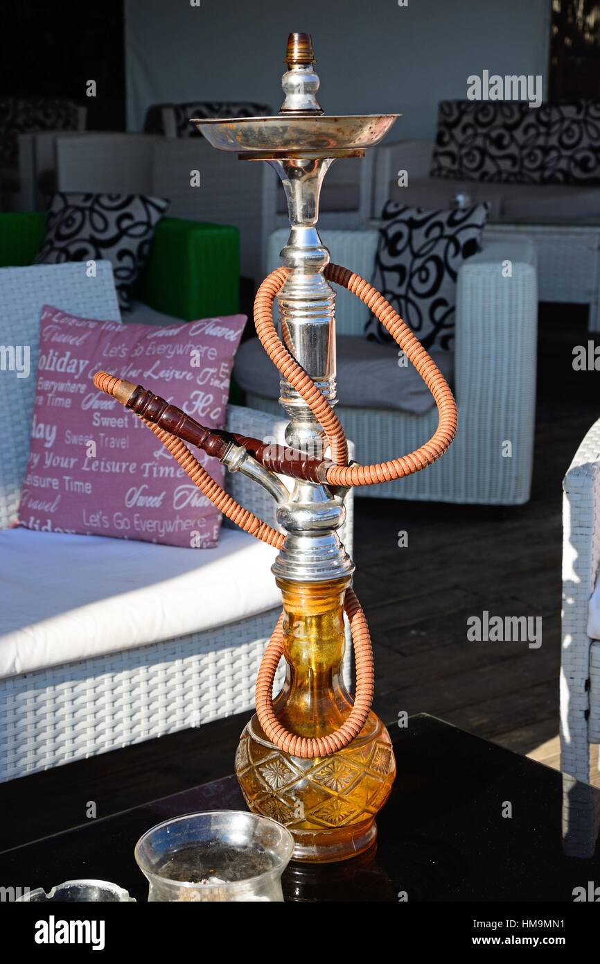 Hookah Sisha Pipe at a beachside bar, Hersonissos, Crete, Greece ...