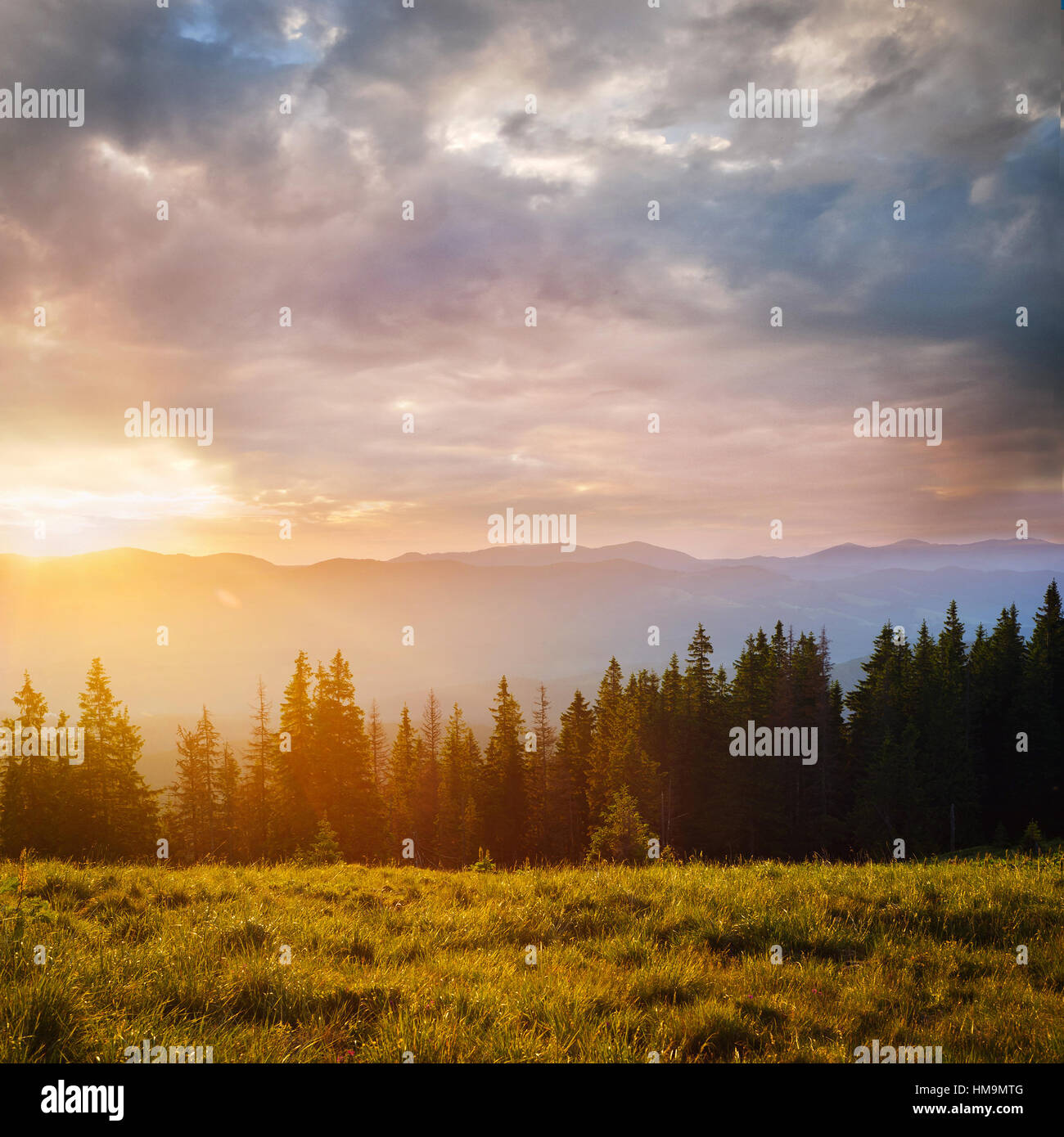 amazing mountain sunset Stock Photo - Alamy