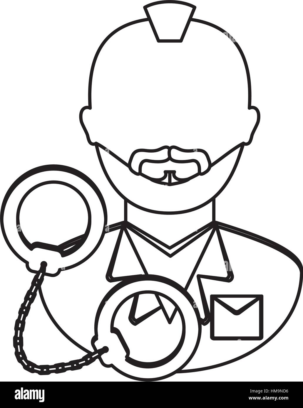 handcuffed criminal icon image black line vector illustration design ...