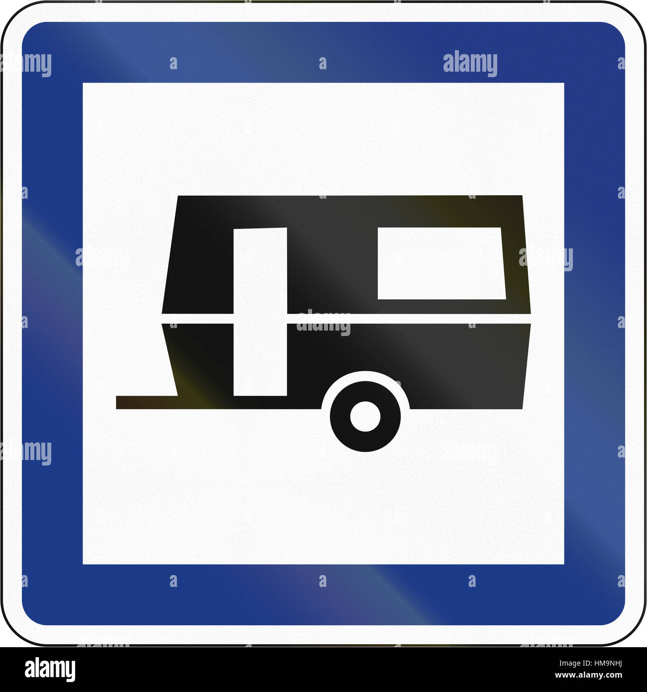 Slovenian service road sign - Caravan grounds Stock Photo - Alamy