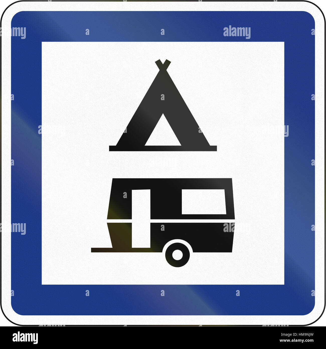 Slovenian road sign - Camping and caravan grounds Stock Photo - Alamy