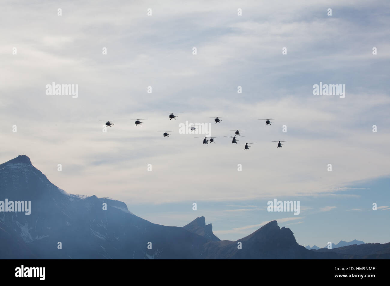 Swiss Air Force helicopter formation Stock Photo - Alamy