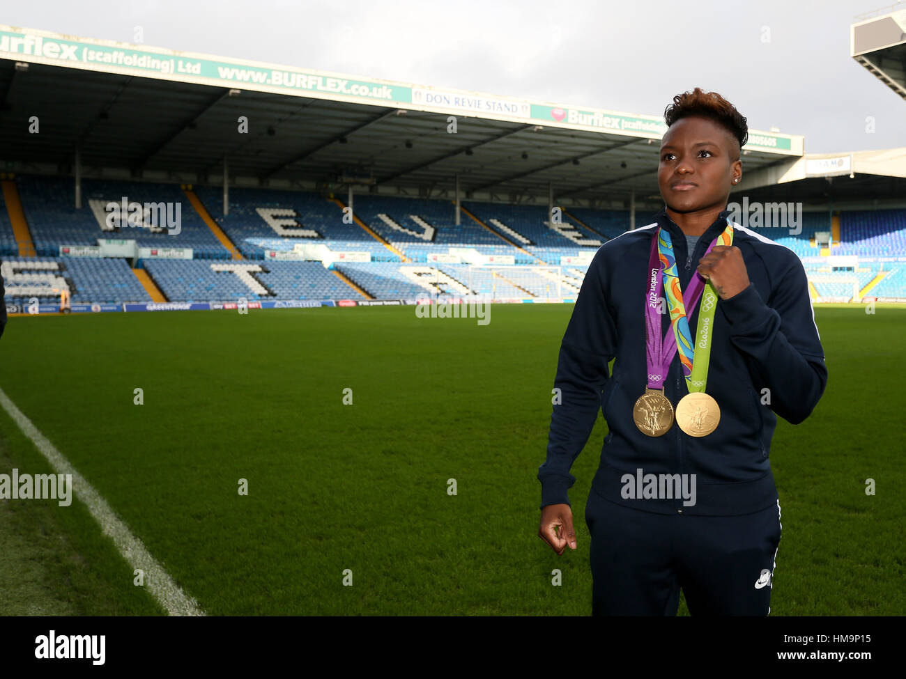 Double Olympic Gold Medallist Nicola Adams OBE on the pitch at Elland ...