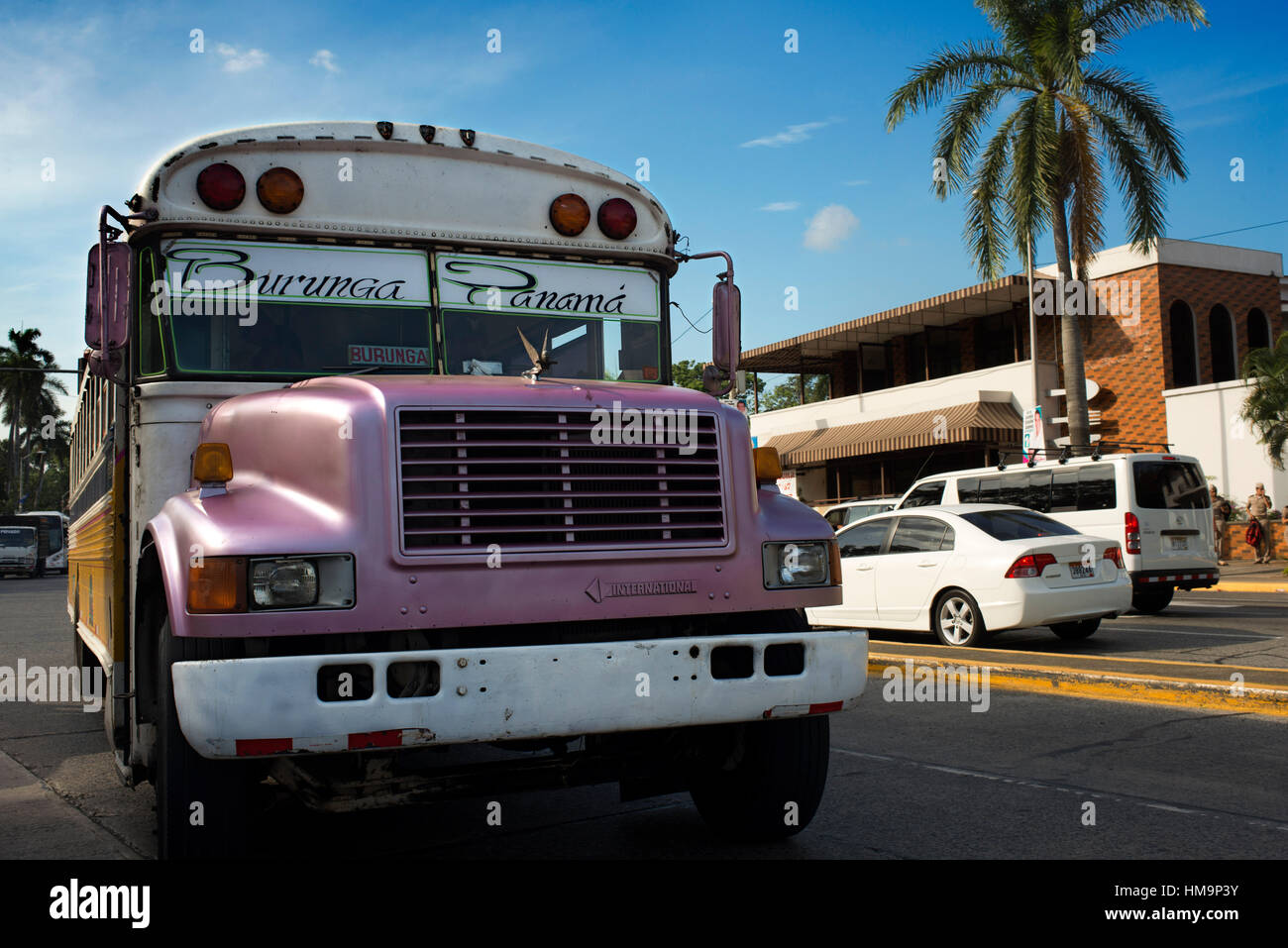 BUS RED DEVIL DIABLO ROJO PAINTED BUS PANAMA CITY REPUBLIC OF PANAMA ...