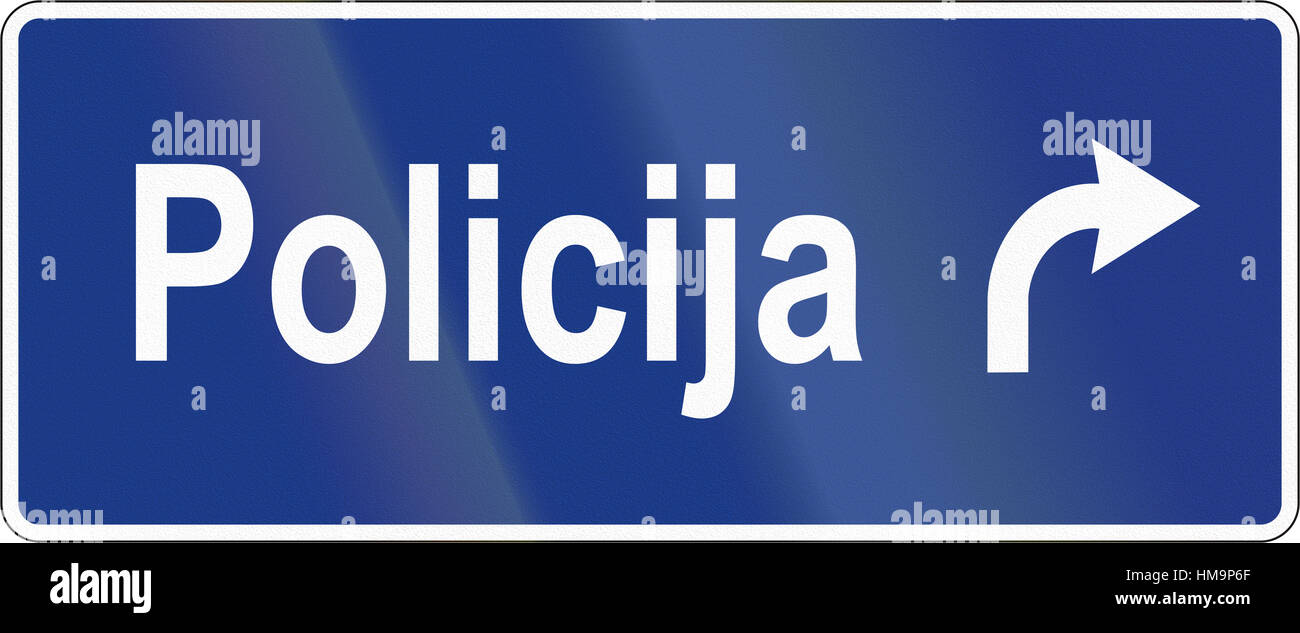 Slovenian road sign - Police station direction Stock Photo - Alamy