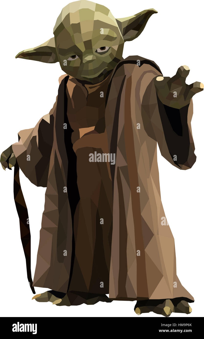 the legendary character Yoda from star wars Poly Portrait Stock Photo ...