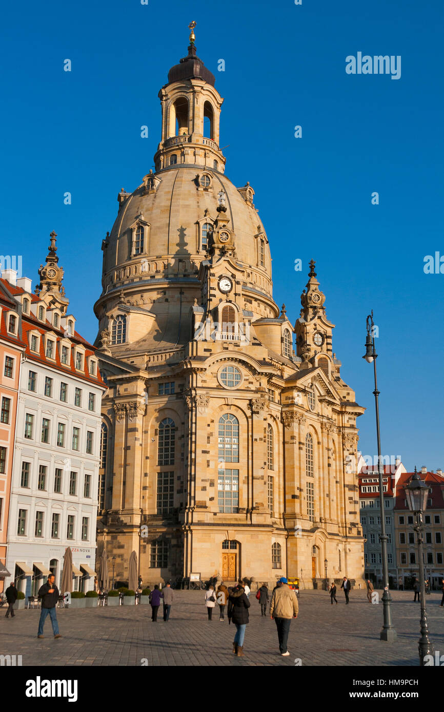 DRESDEN, GERMANY - NOVEMBER 14: People walk in front of Church of Our ...