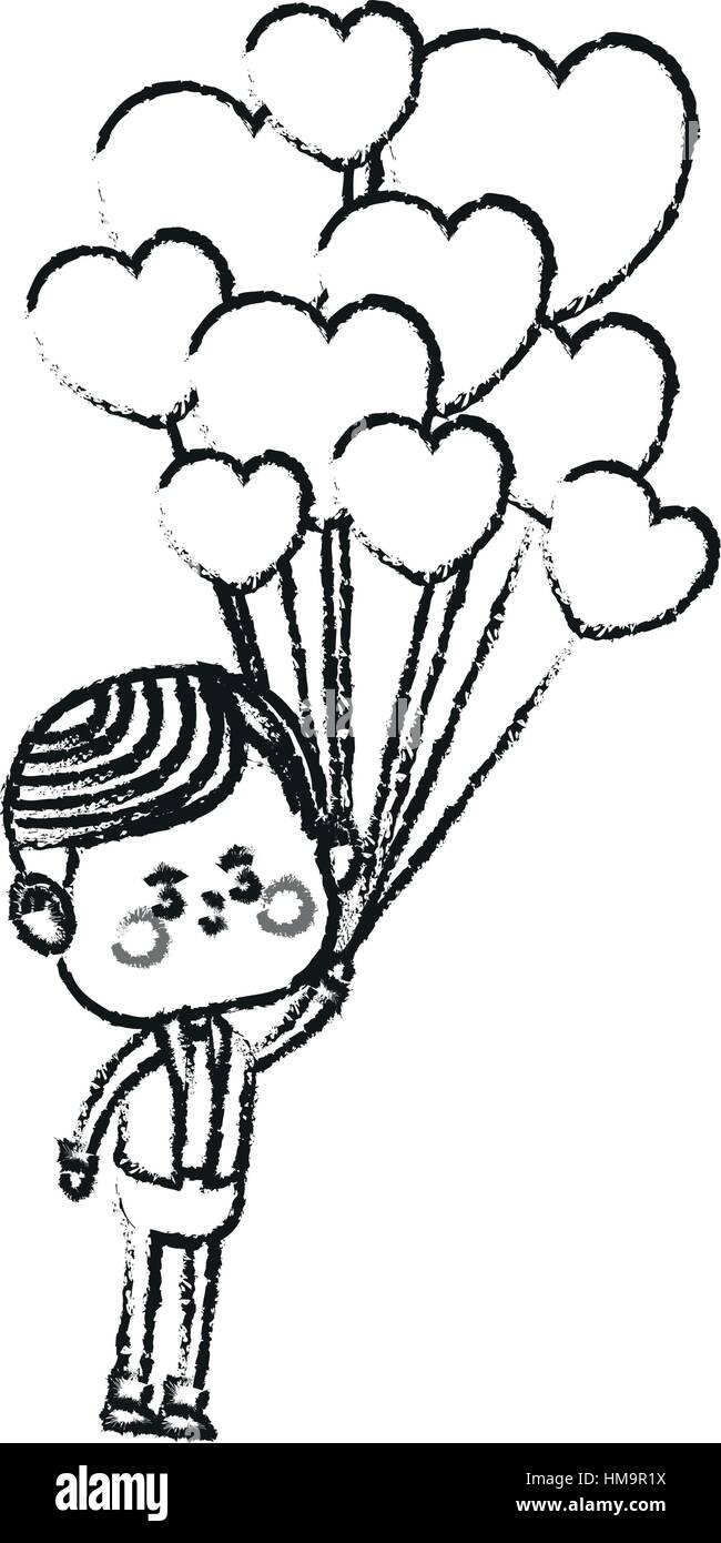 Cute boy heart balloons Stock Vector Images - Alamy
