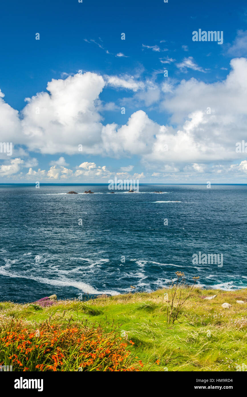 Summer seascape on cornish coast - vertical Stock Photo - Alamy