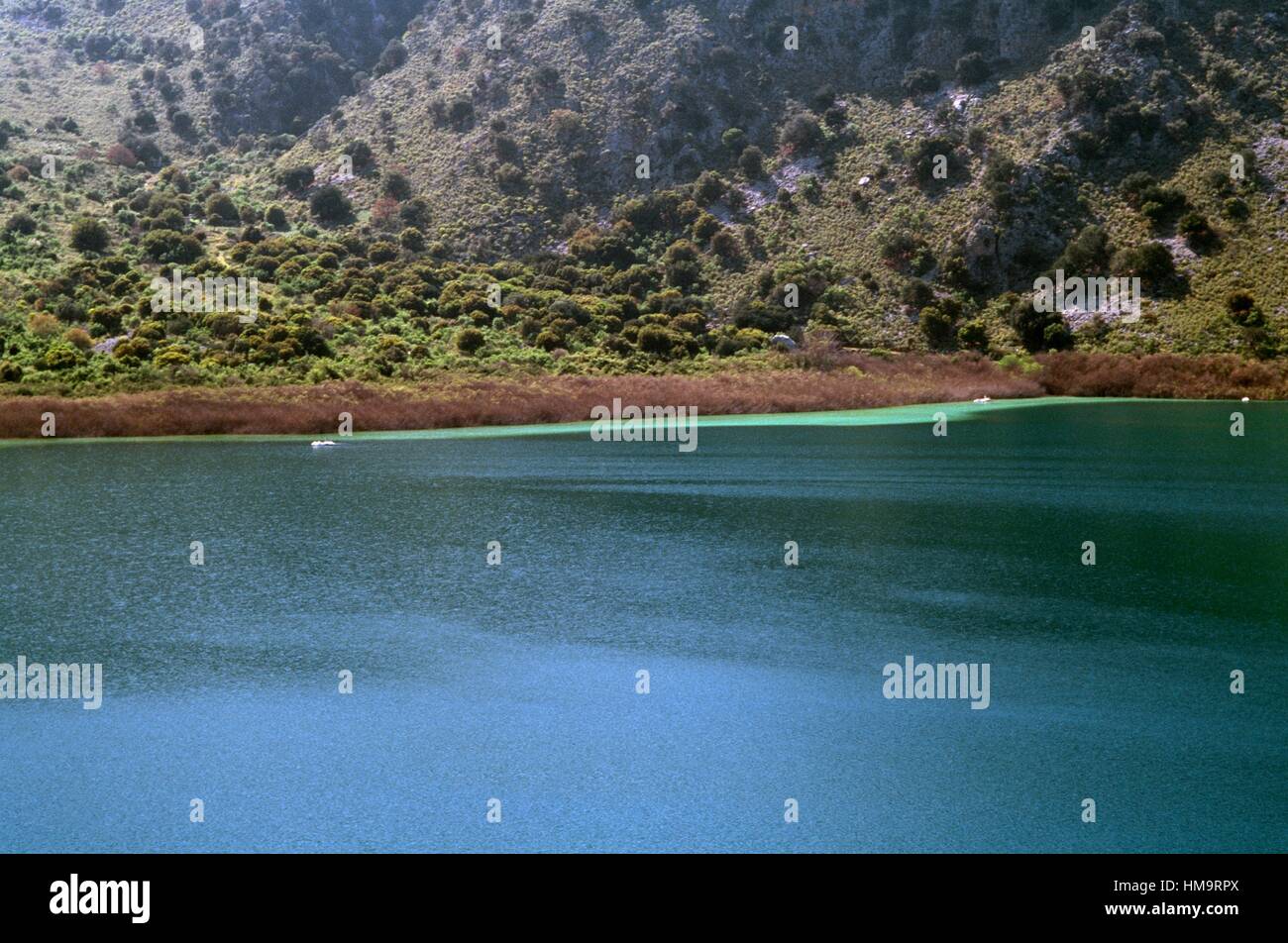 Lake Kournas, the only freshwater lake in Crete, Greece Stock Photo - Alamy