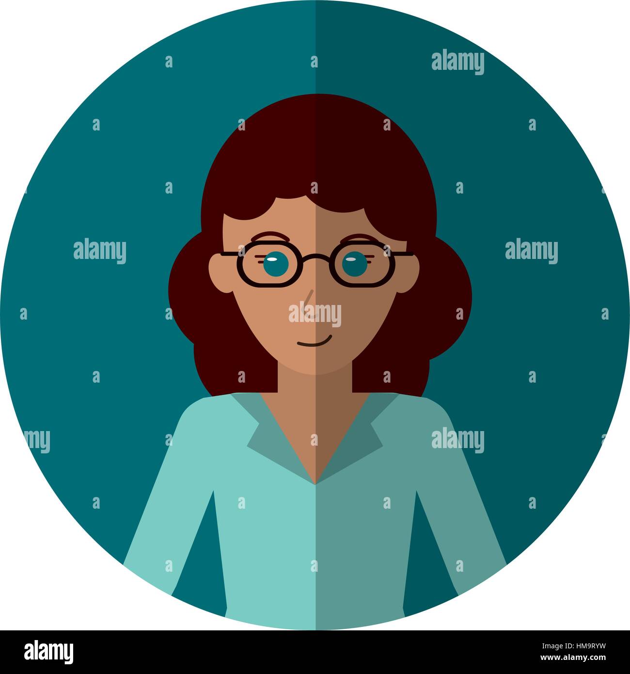 woman with glasses professional work office shadow Stock Vector Image ...