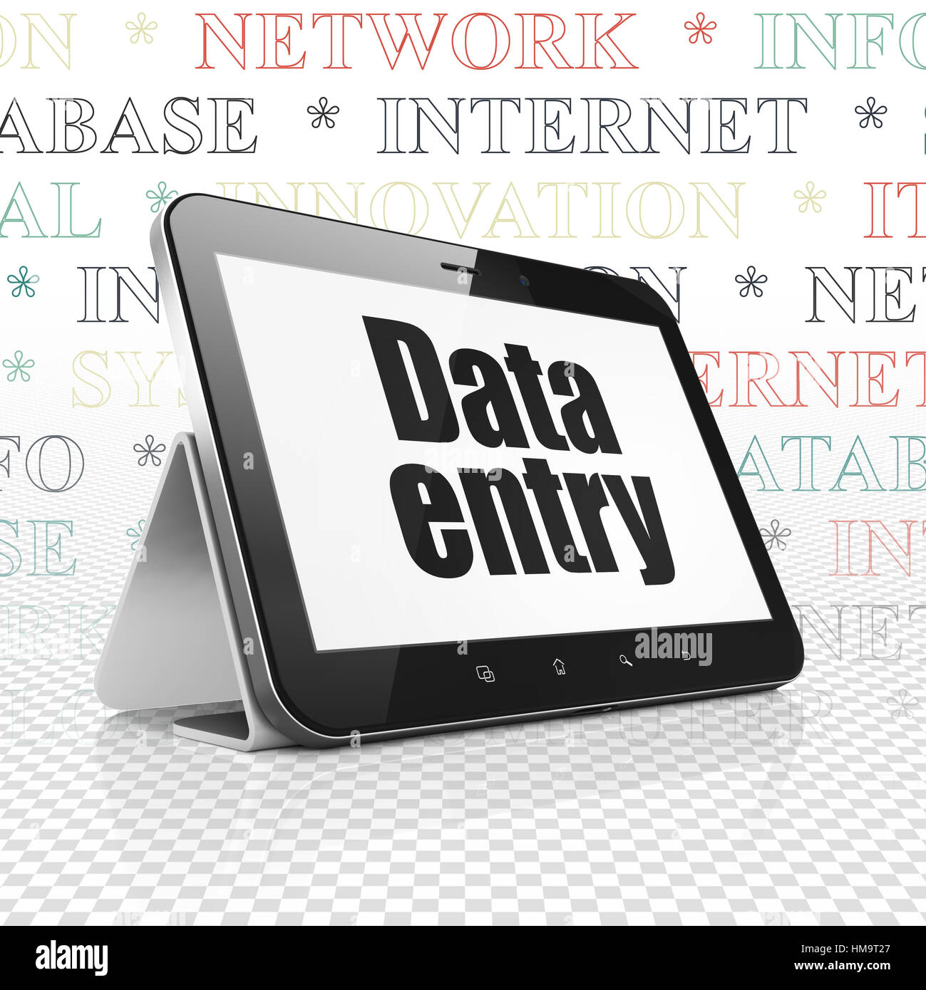 Information concept: Tablet Computer with black text Data Entry on ...