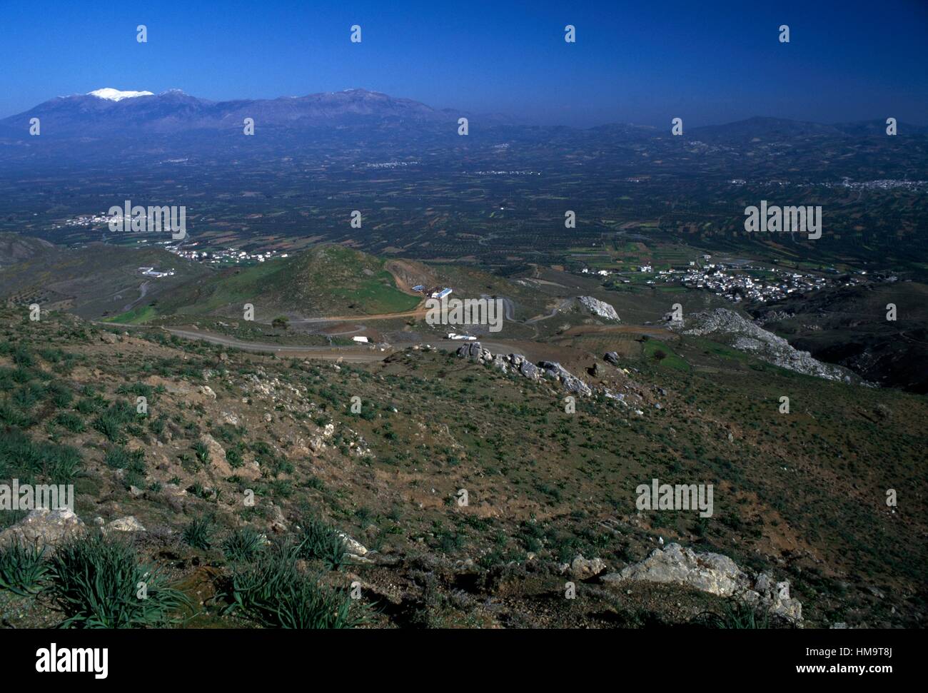 View of Messara plain, Crete, Greece Stock Photo - Alamy
