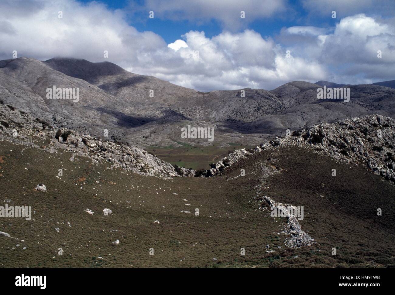 Landscape, Karfi Minoan archaeological site, Crete, Greece Stock Photo ...