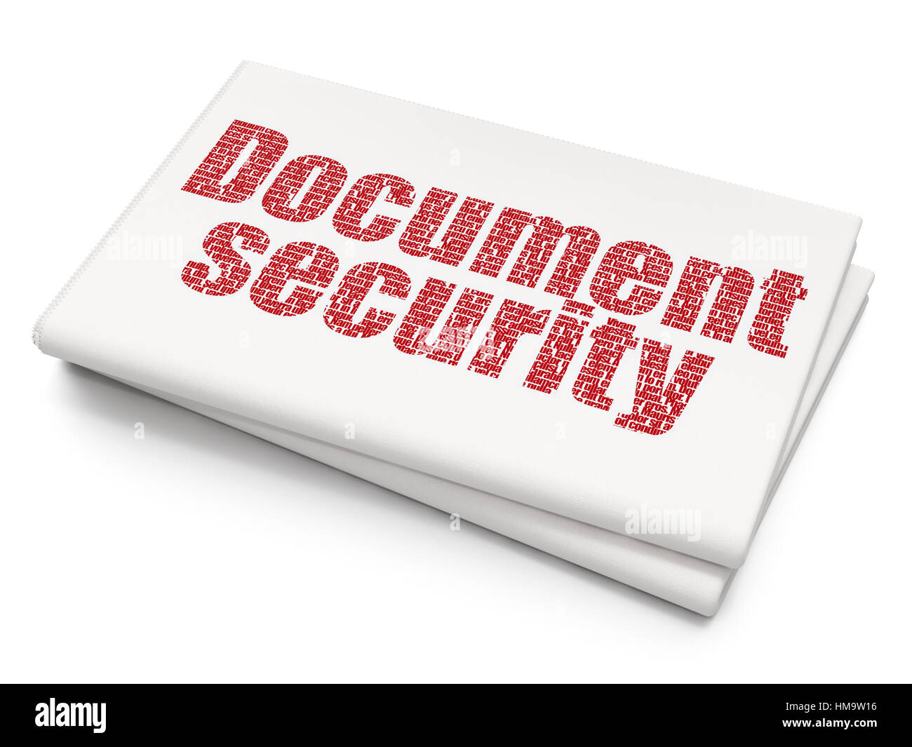 Safety concept: Pixelated red text Document Security on Blank Newspaper ...