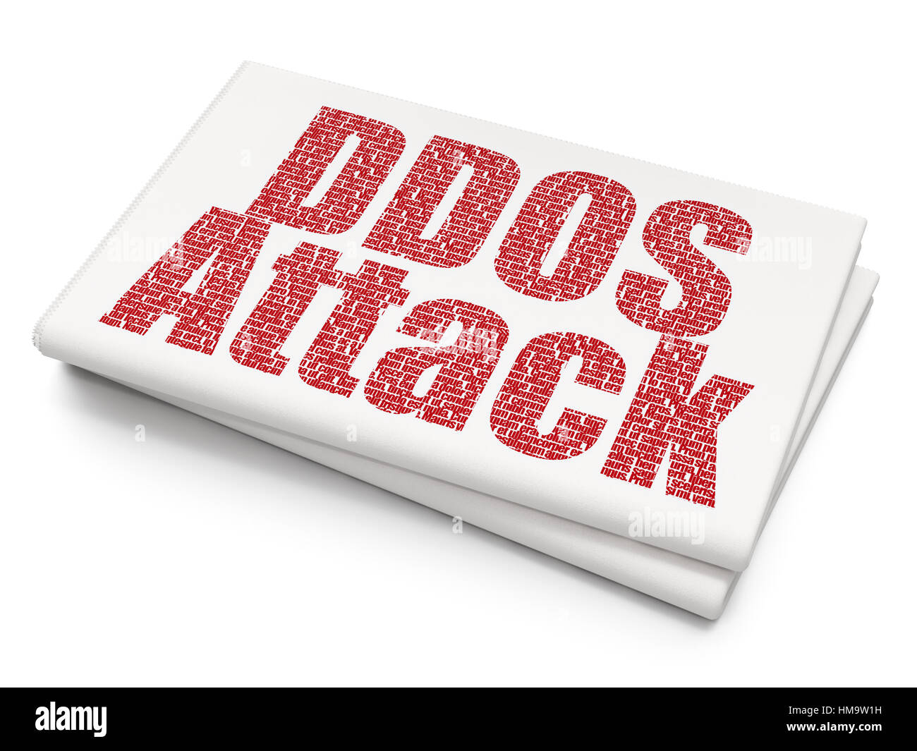 Protection concept: Pixelated red text DDOS Attack on Blank Newspaper ...