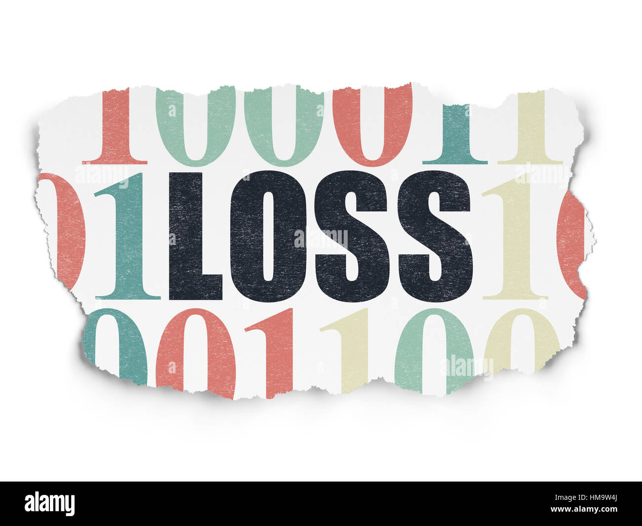 Finance concept: Painted black text Loss on Torn Paper background with Binary Code Stock Photo ...