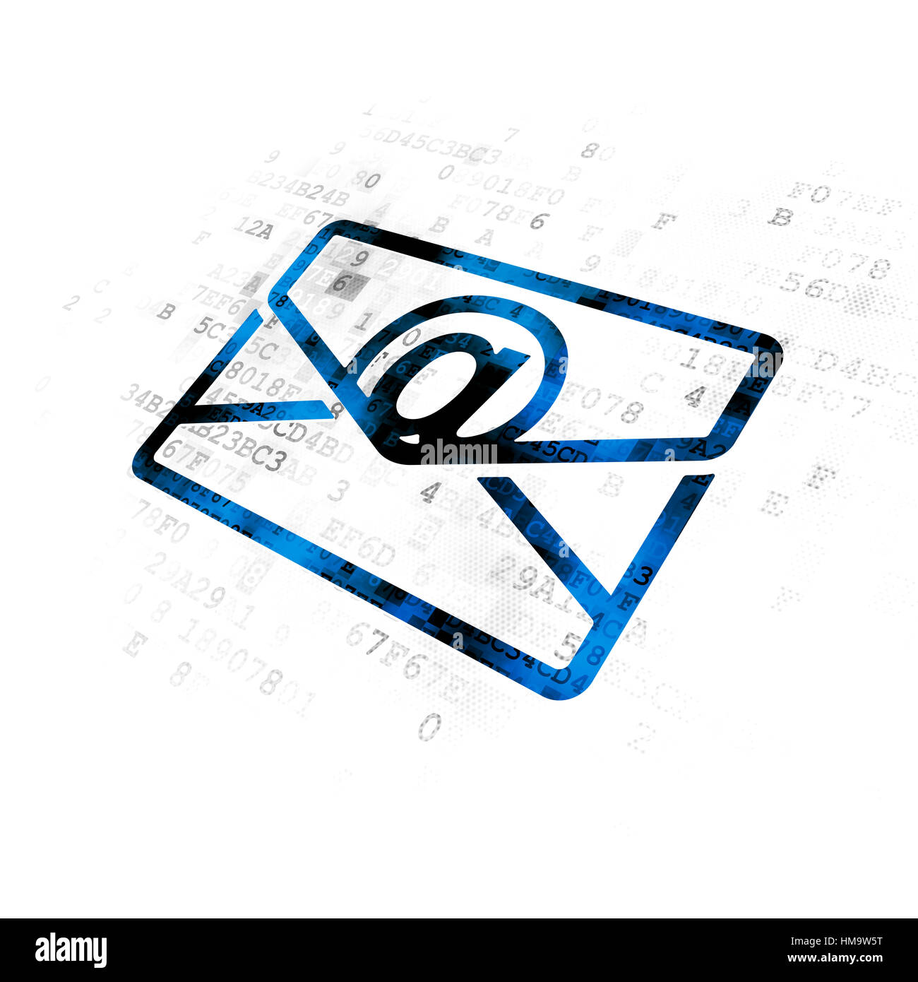 Finance concept: Pixelated blue Email icon on Digital background Stock ...