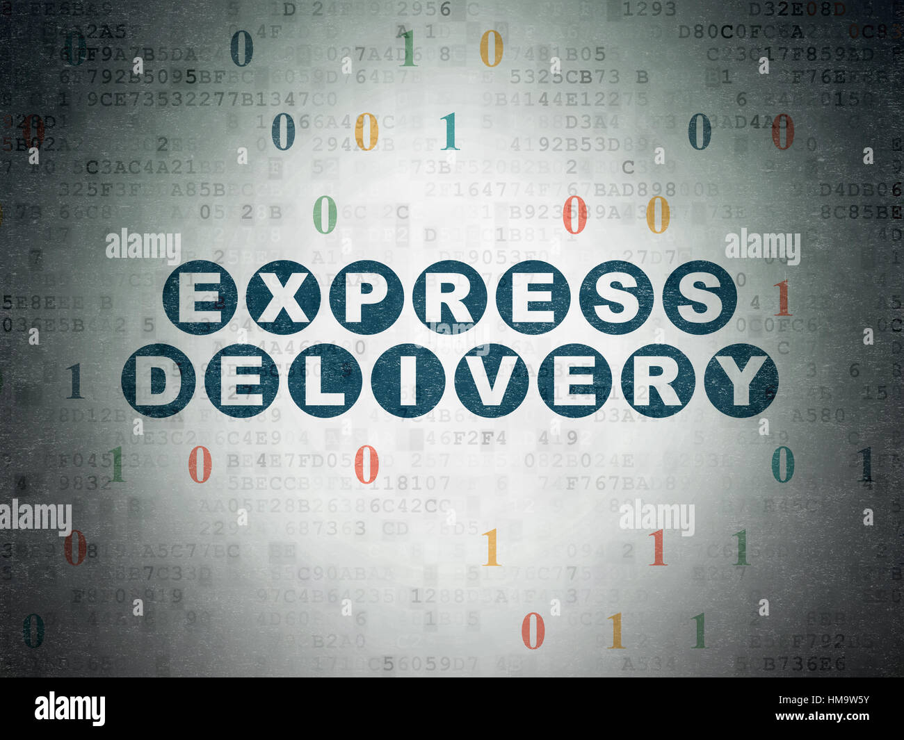 Business concept: Painted blue text Express Delivery on Digital Data ...