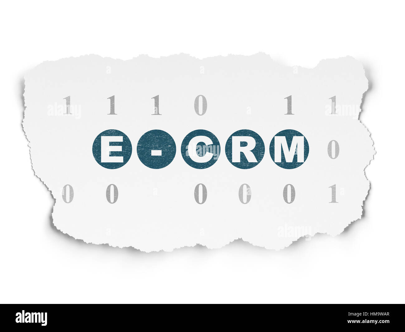 Business concept: Painted blue text E-CRM on Torn Paper background with Binary Code Stock Photo ...