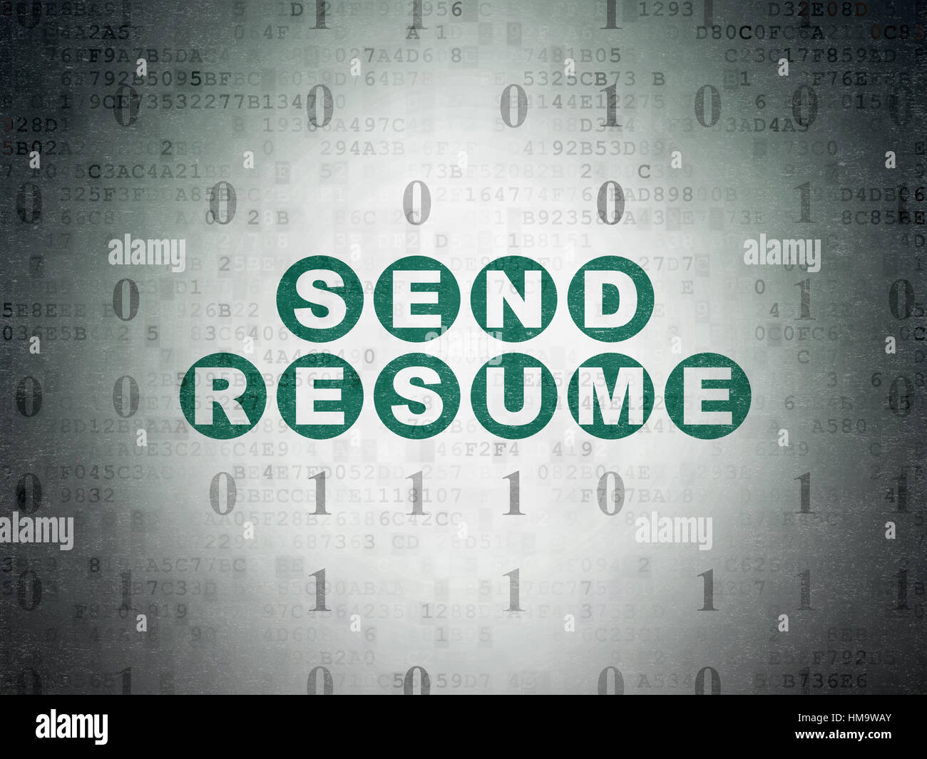 Finance concept: Painted green text Send Resume on Digital Data Paper background with Binary ...