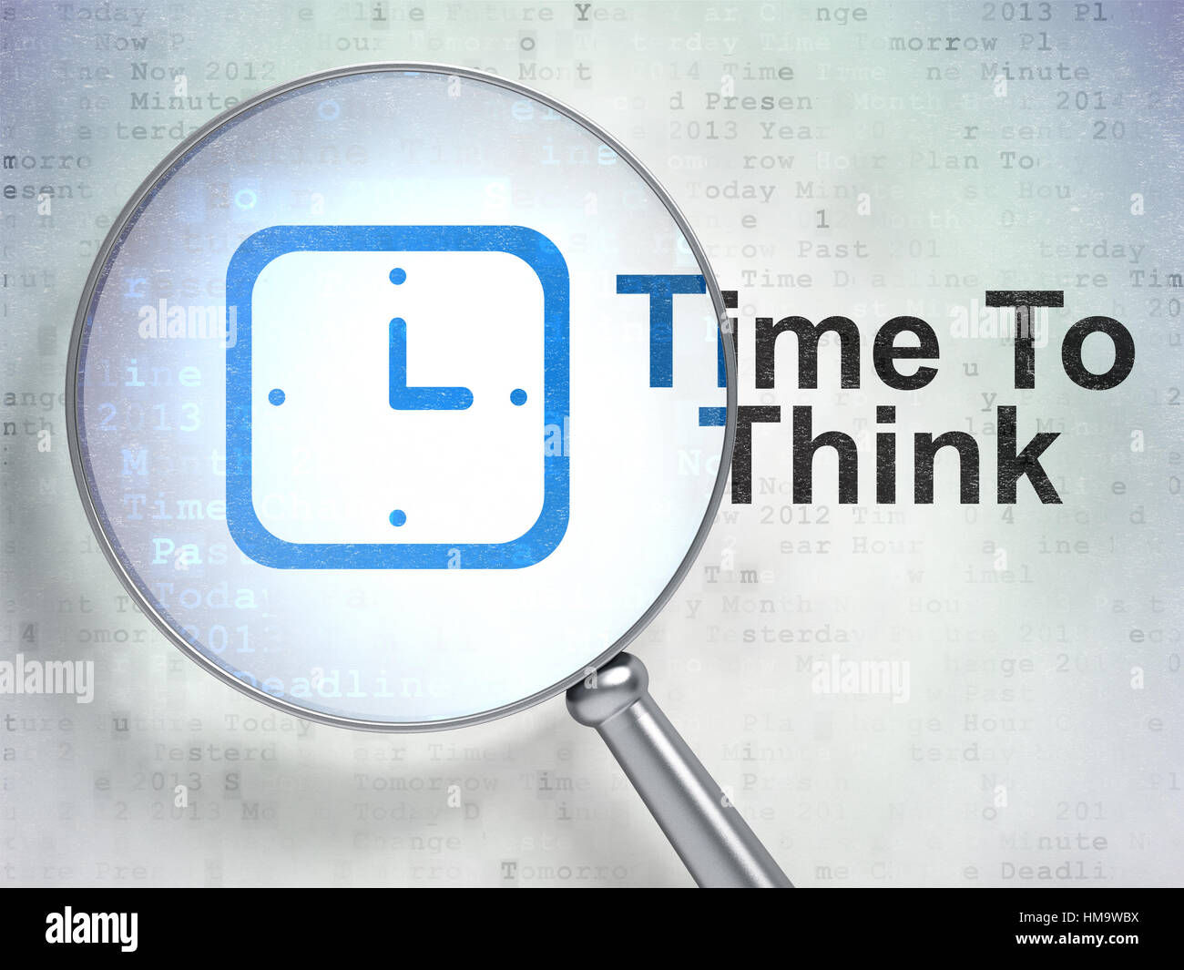 Timeline concept: magnifying optical glass with Watch icon and Time To ...