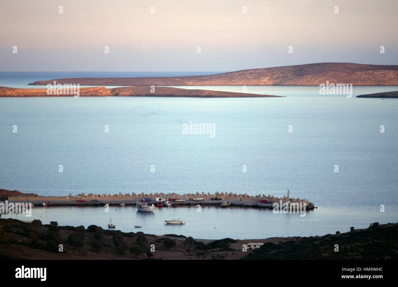 The dock near Kouremenos beach, Palekastro, Crete, Greece Stock Photo ...