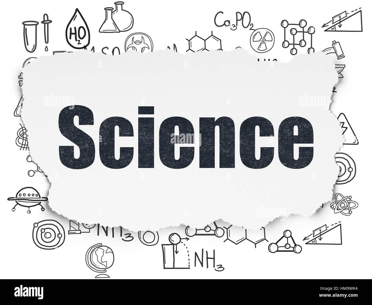 Science concept: Painted black text Science on Torn Paper background ...