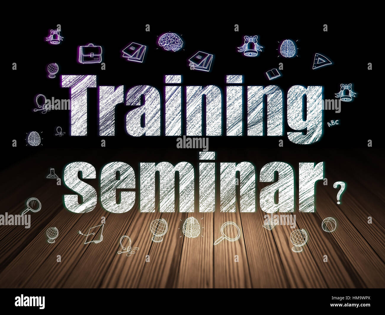 Education concept: Glowing text Training Seminar, Hand Drawn Education ...