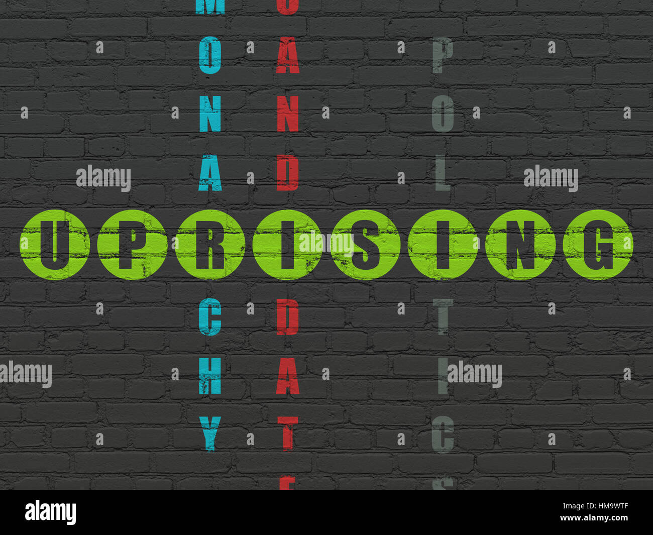 Political concept: Painted green word Uprising in solving Crossword ...