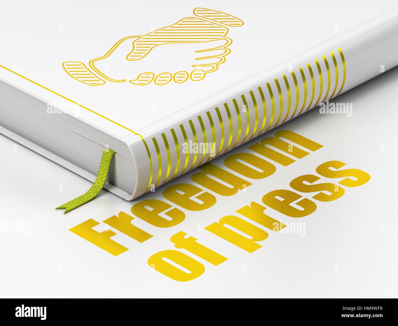 Political concept: closed book with Gold Handshake icon and text ...