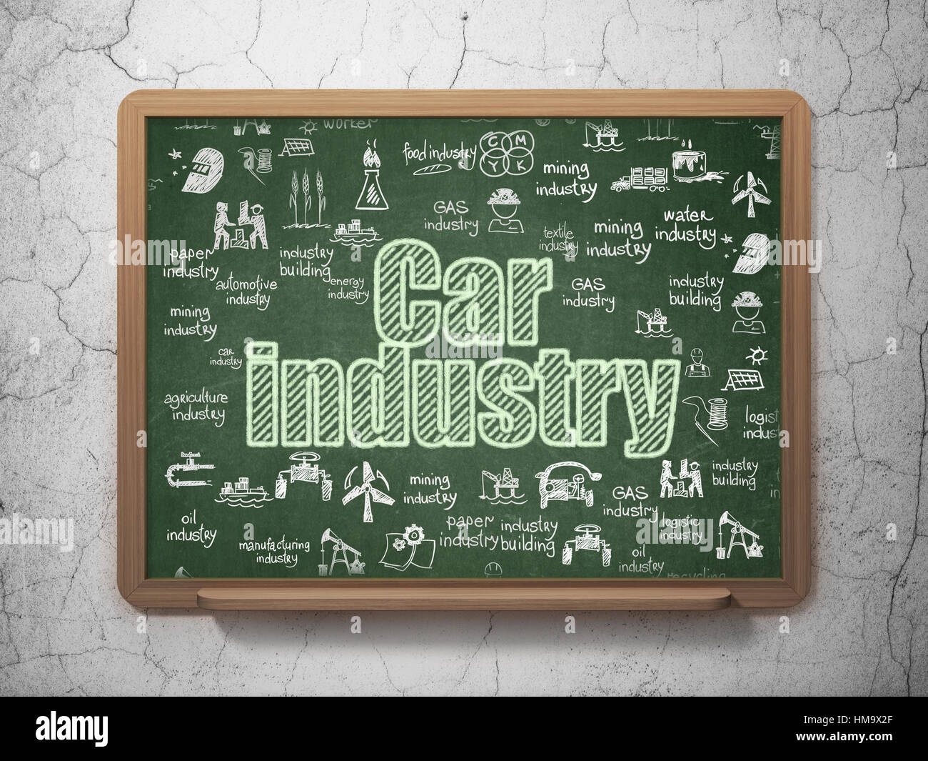 Industry concept: Chalk Green text Car Industry on School board ...