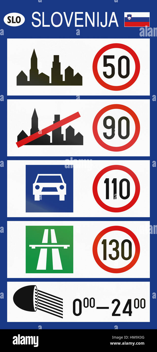 Slovenian road sign - General Speed Limits sign used at border ...