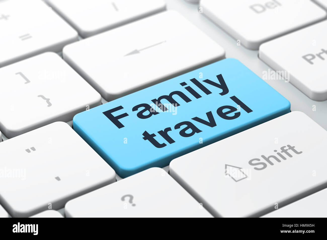 Travel concept: computer keyboard with word Family Travel, selected ...