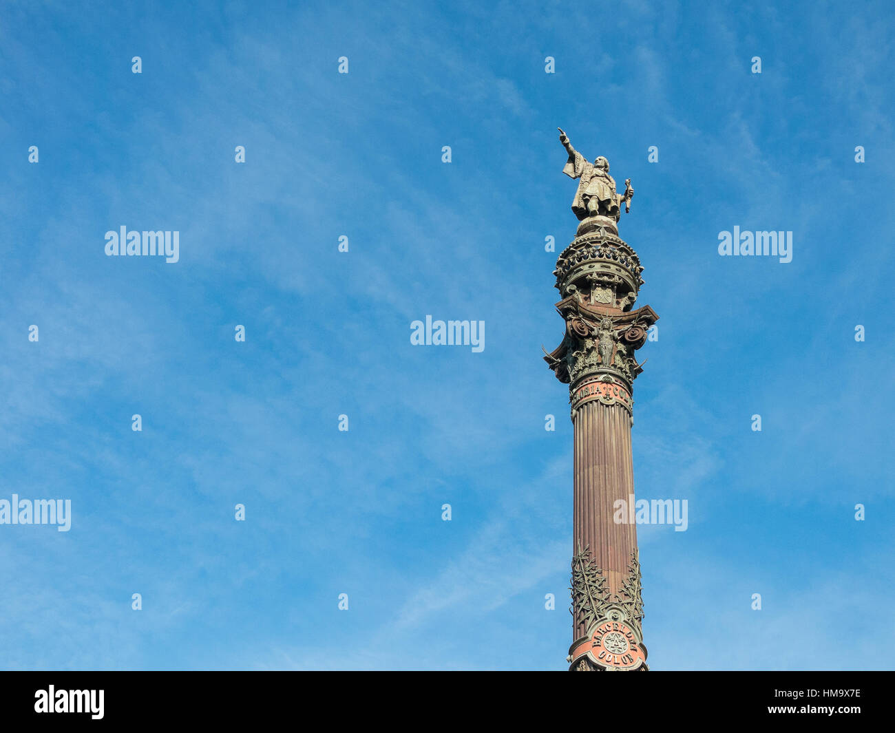 Christopher Columbus monument in the sea front, Barcelona, Spain Stock ...