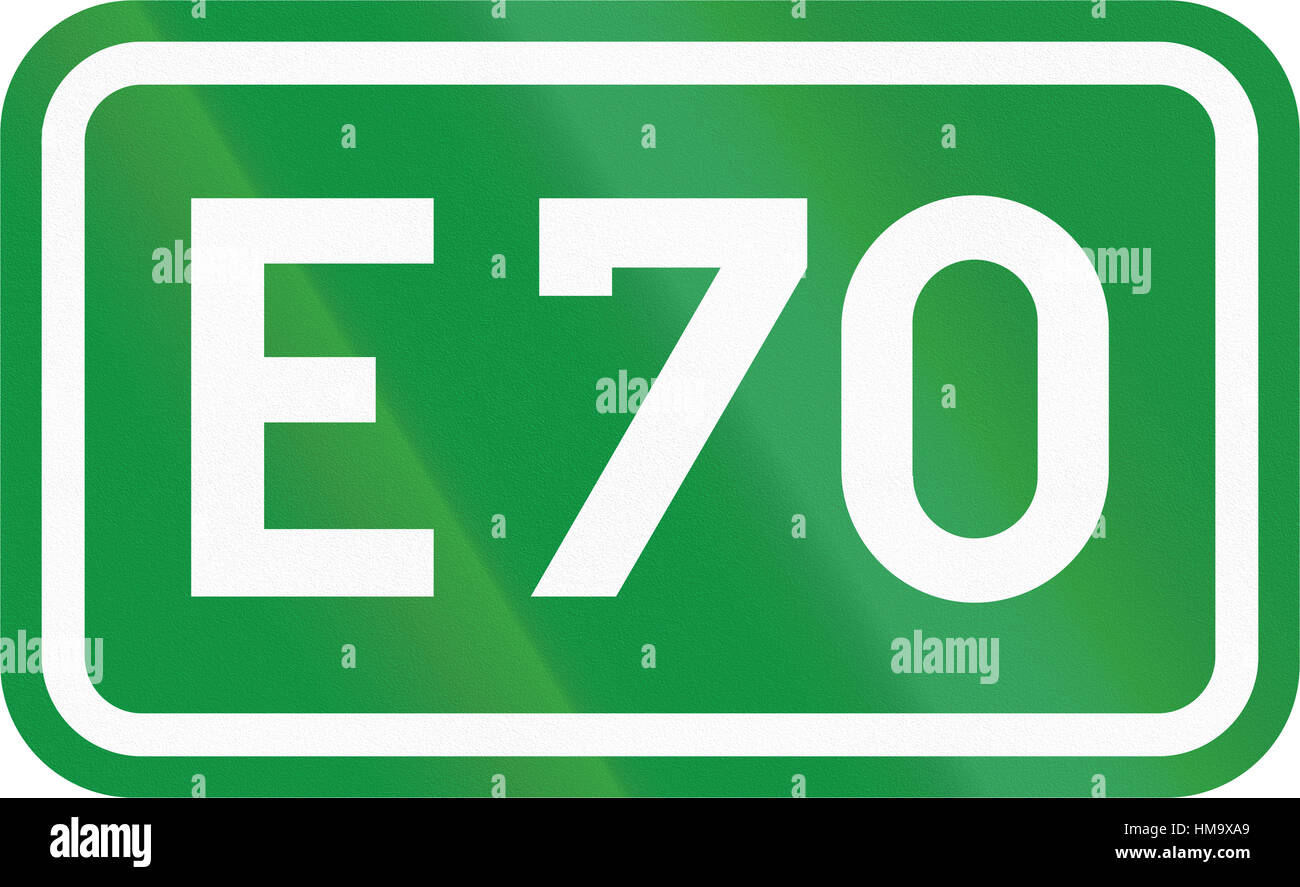 Slovenian road sign - E Route number 70 Stock Photo - Alamy