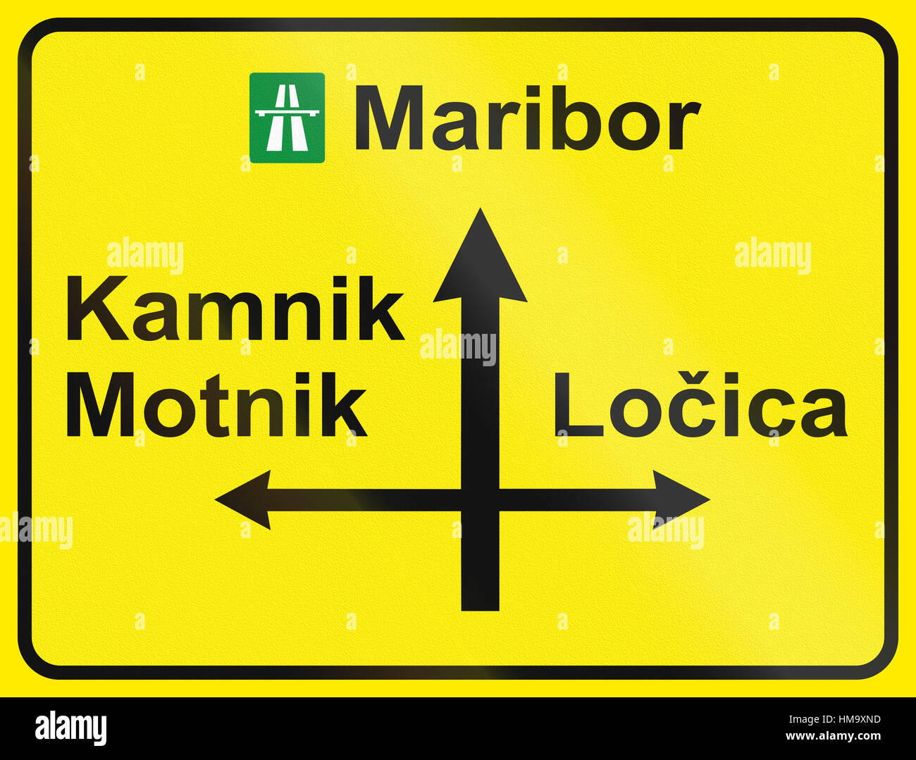 Slovenian road sign - Direction table with town names Stock Photo - Alamy